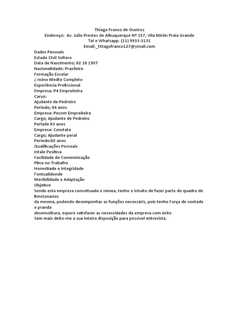 Curriculo Thiago | PDF | Carreira e Crescimento | Negócios