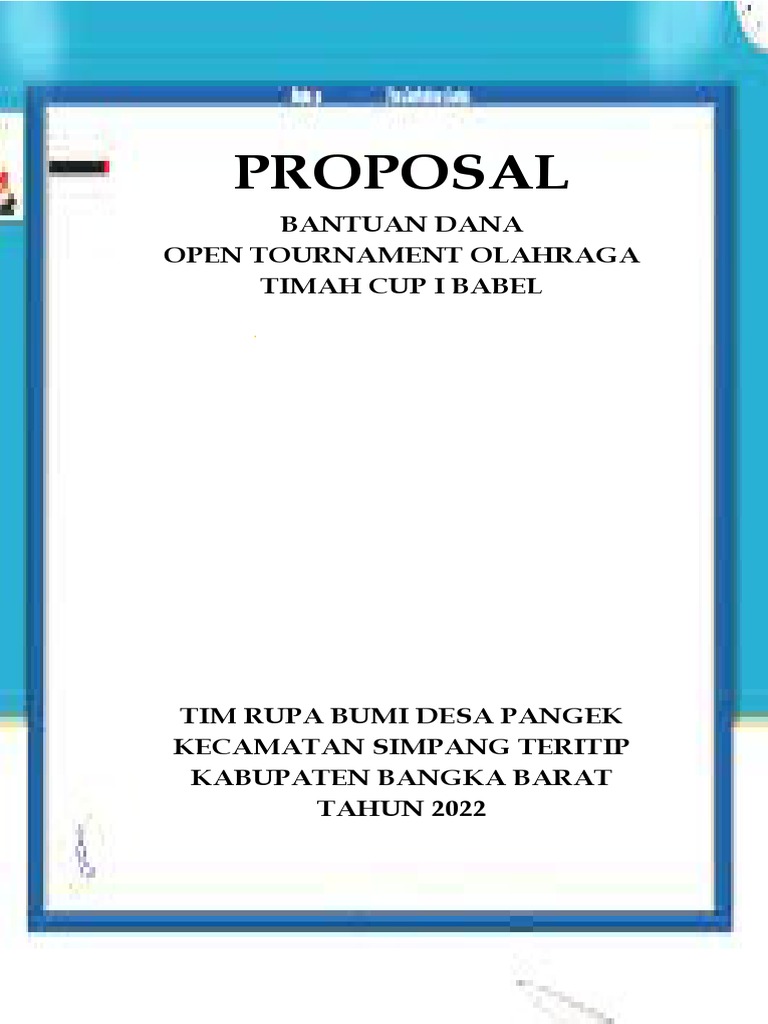 PROPOSAL Tim Rupa Bumi Olahraga 2022 TIMAH CUP I | PDF