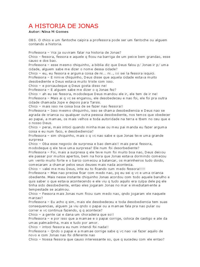 A Historia de Jonas | PDF | Jonas