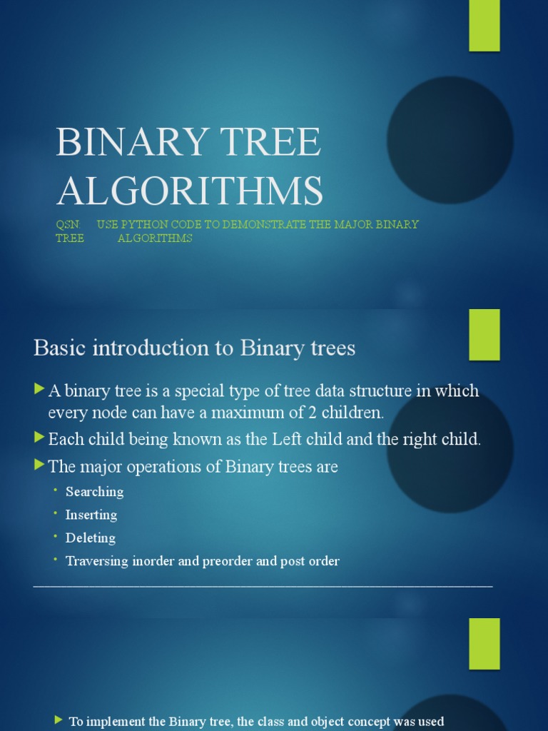 Binary Tree Algorithms Pdf Computer Data Computer Science