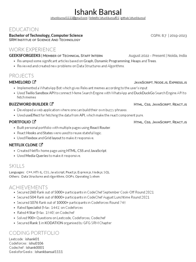 Ishank Bansal Resume | PDF | Computers