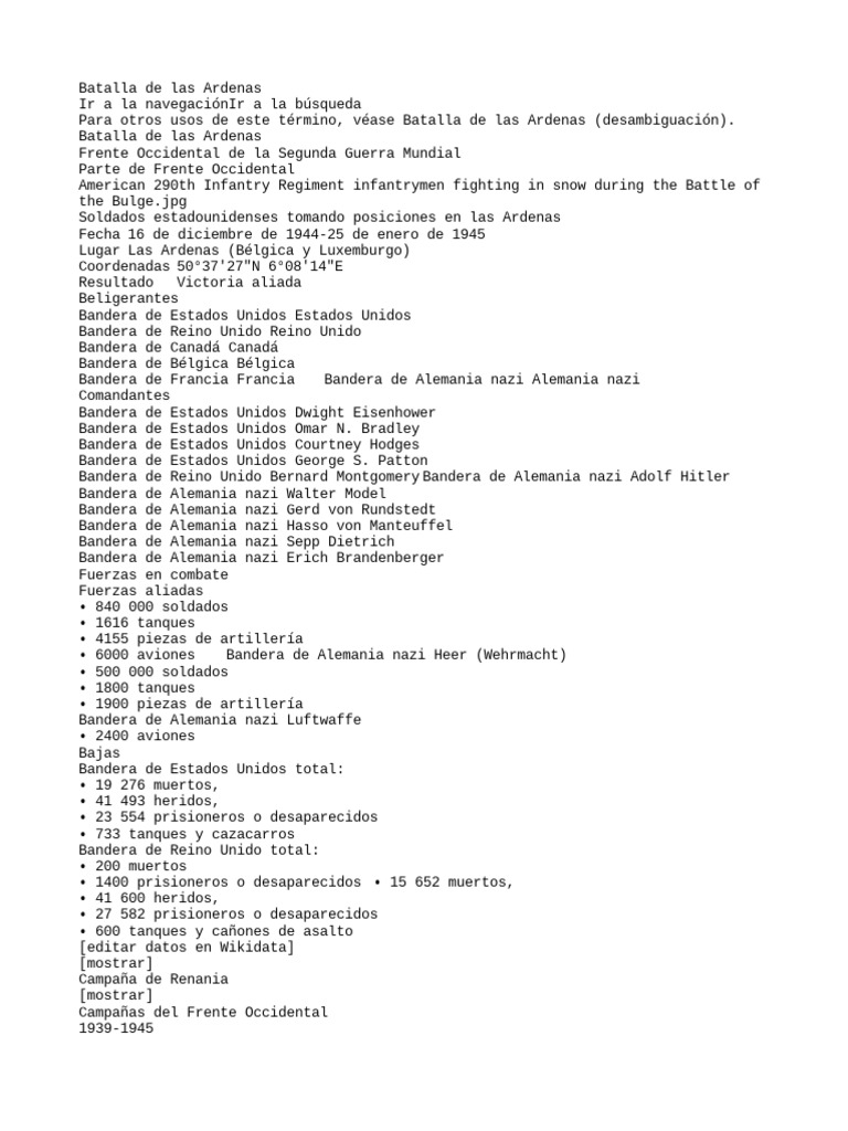 Batalla de Las Ardenas | PDF | Batalla de la protuberancia | Teatro de ...