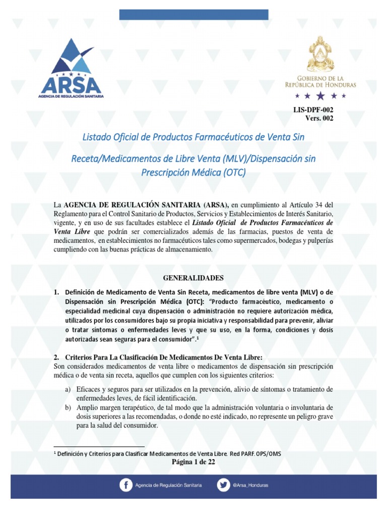 Listado de Medicamentos OTC Autorizados | PDF | Medicina de venta libre ...