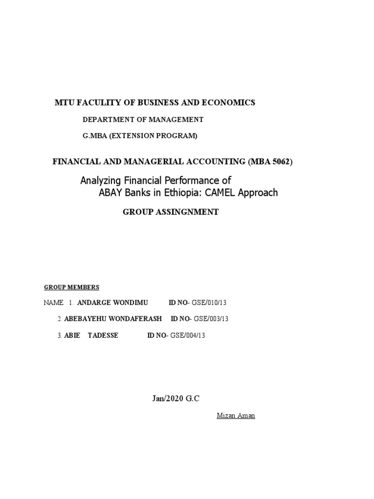 Analyzing Financial Performance of ABAY Banks in Ethiopia: CAMEL ...