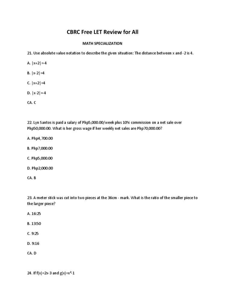 CBRC Free Let Review For All Math Major Part 2 | PDF | Geometry ...