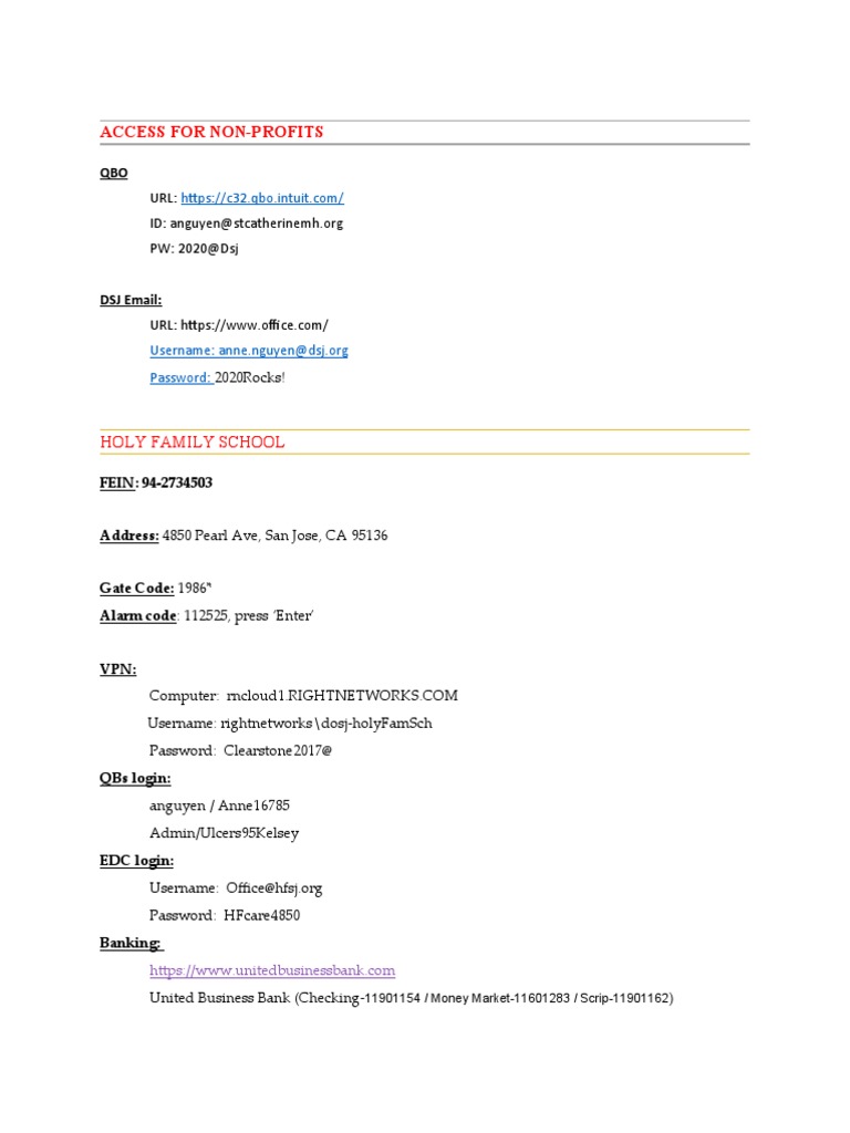 Non-Profit Access | PDF | User (Computing) | Password
