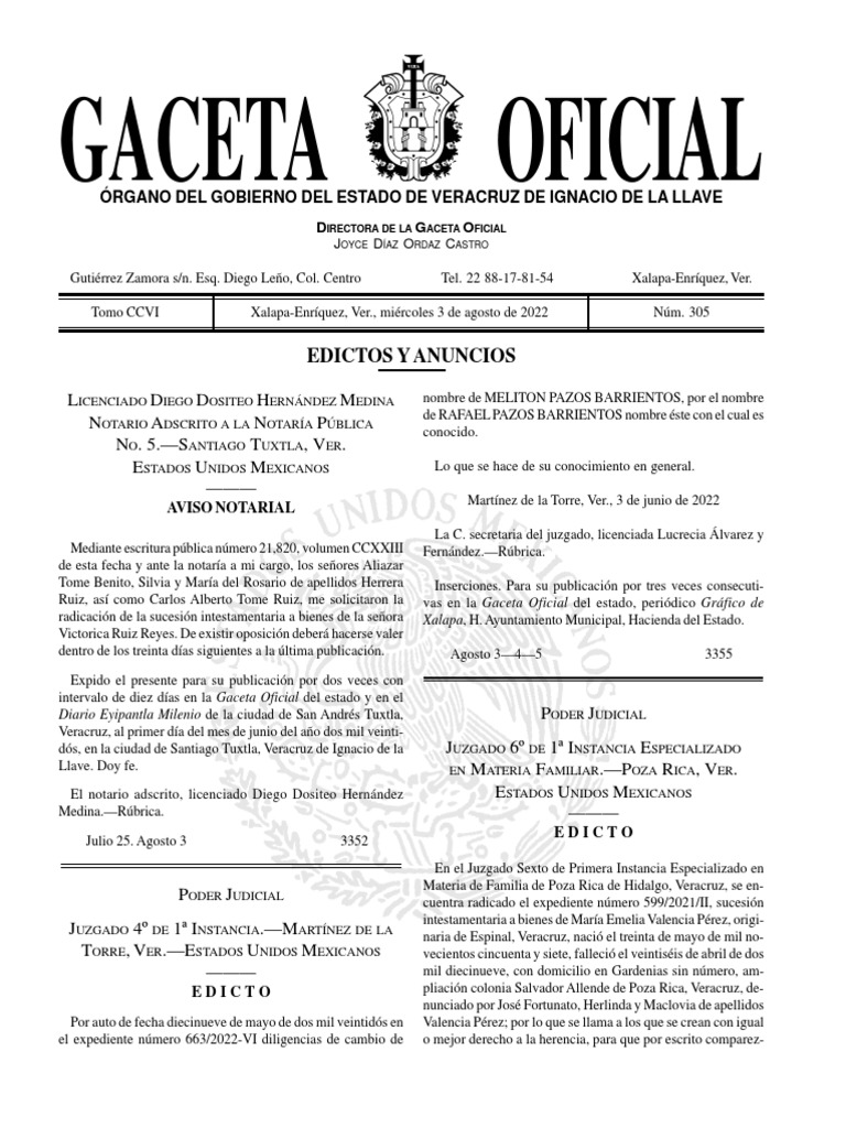 Gaceta Oficial del Estado de Veracruz | PDF | México | Justicia