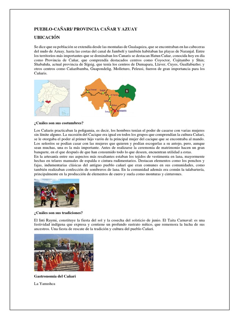 Costumbres, tradiciones y gastronomía del pueblo Cañari en las ...