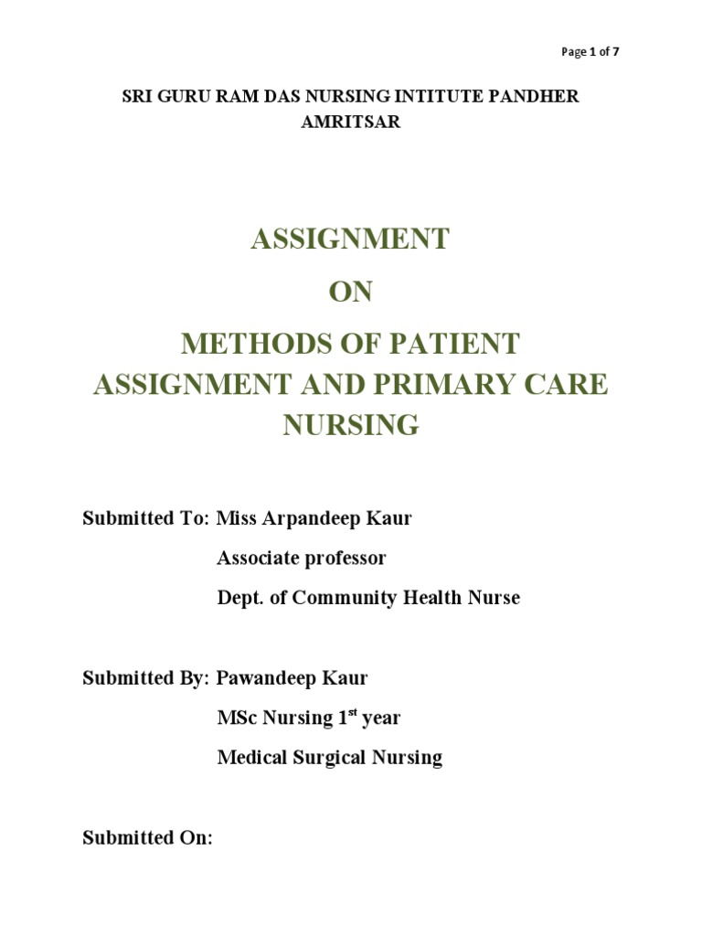 Patient Assignment Methods in Nursing | PDF | Nursing | Health Care