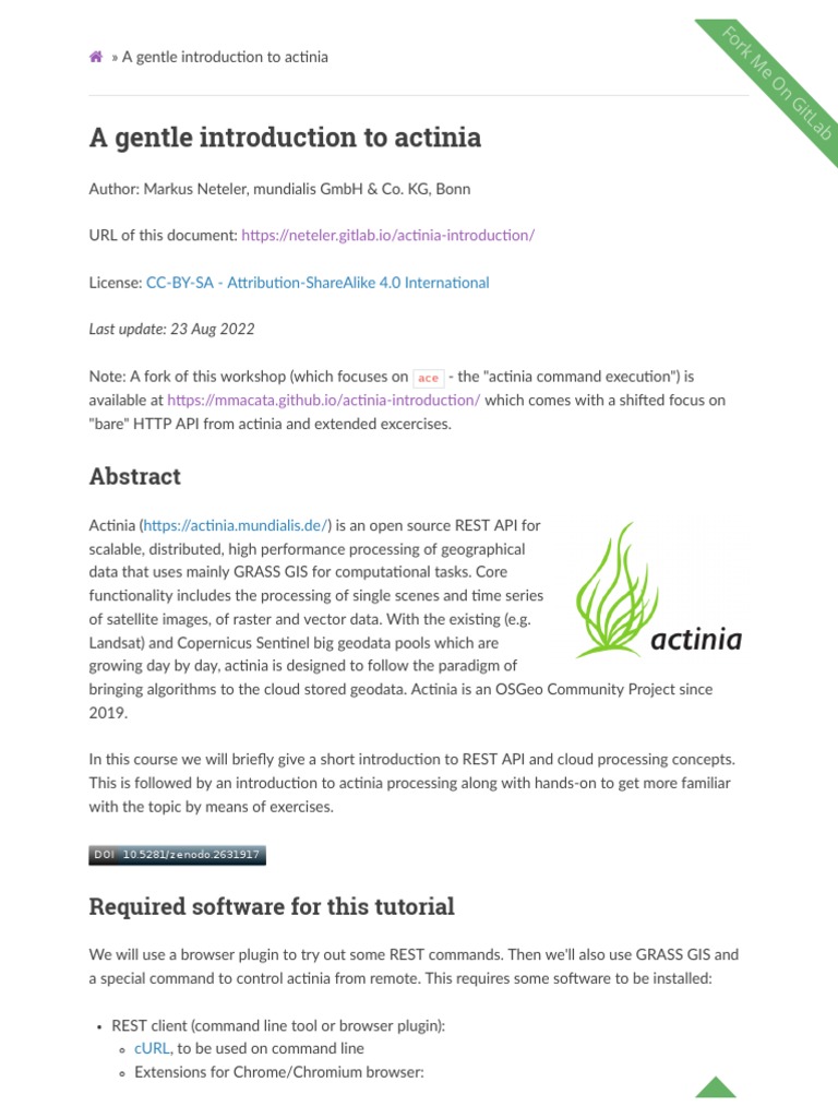 A Gentle Introduction To Actinia GRASS GIS | Download Free PDF ... A Gentle Introduction To Actinia GRASS GIS | Download Free PDF ...