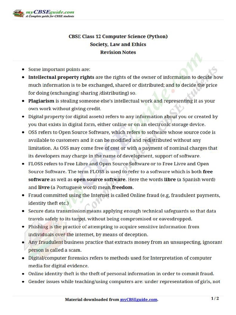 12 Comp Sci Revision Note 01 | PDF 12 Comp Sci Revision Note 01 | PDF