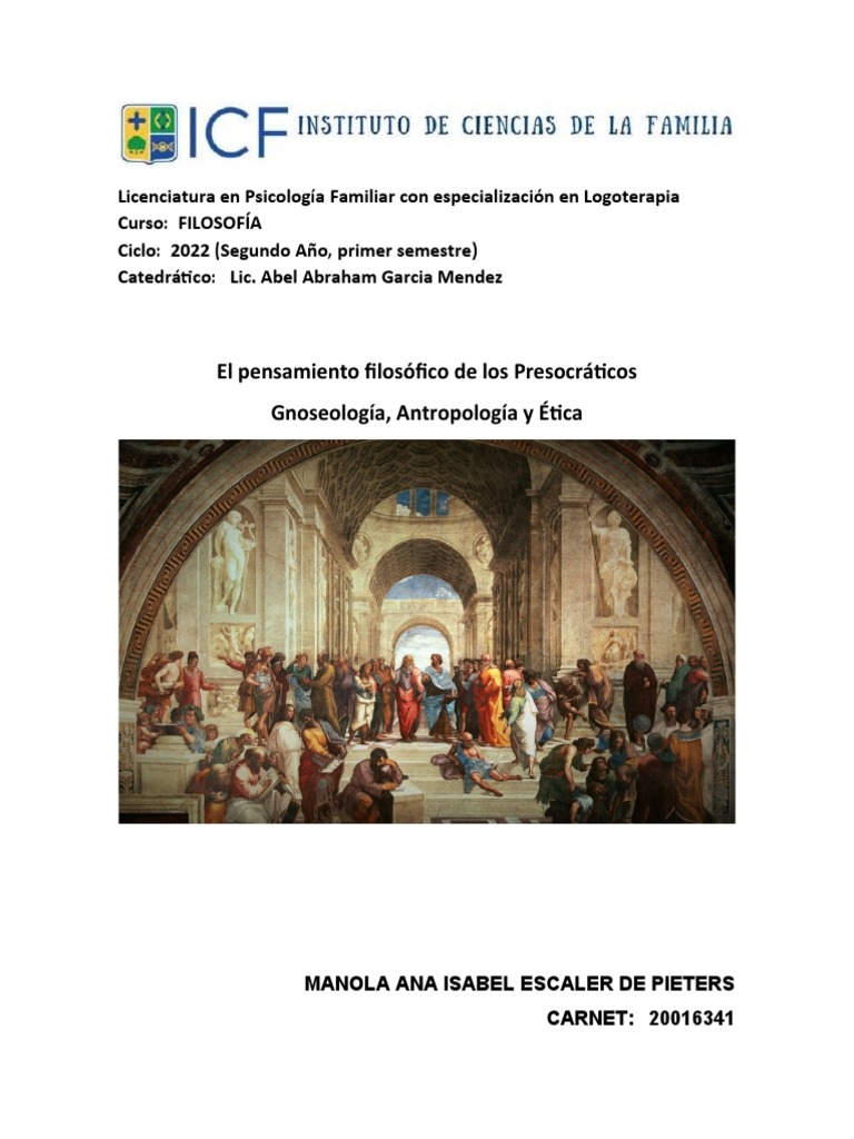 Pensamiento Presocrático y Gnoseología | PDF | Platón | Conocimiento