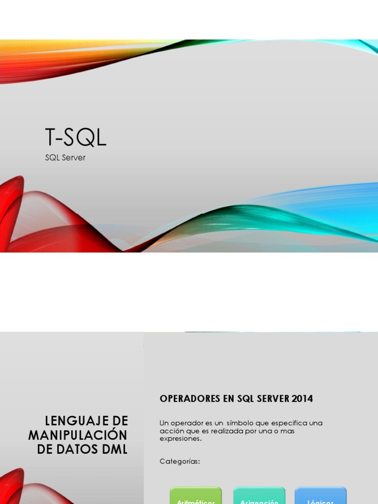 Operadores y Estructuras en T-SQL | PDF | Lenguaje de programación | Servidor SQL de Microsoft