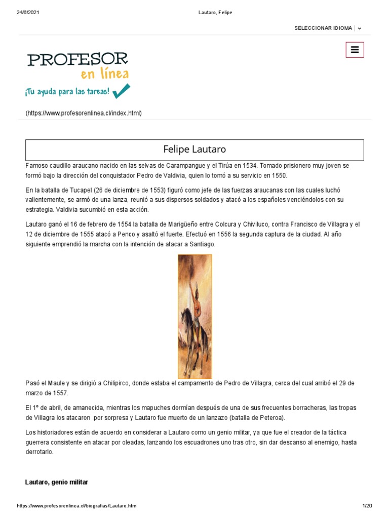 Lautaro, F. | PDF | Chile | Colonización española de las Américas