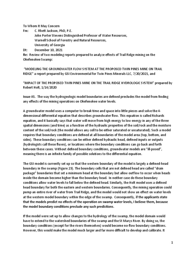 Review of GSI Report by Jackson | PDF | Hydrology | Water