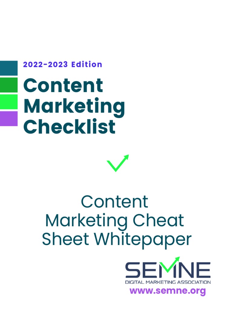Content Marketing Checklist - Cheat Sheet Whitepaper (2022-2023 Edition | PDF | Search Engine ...