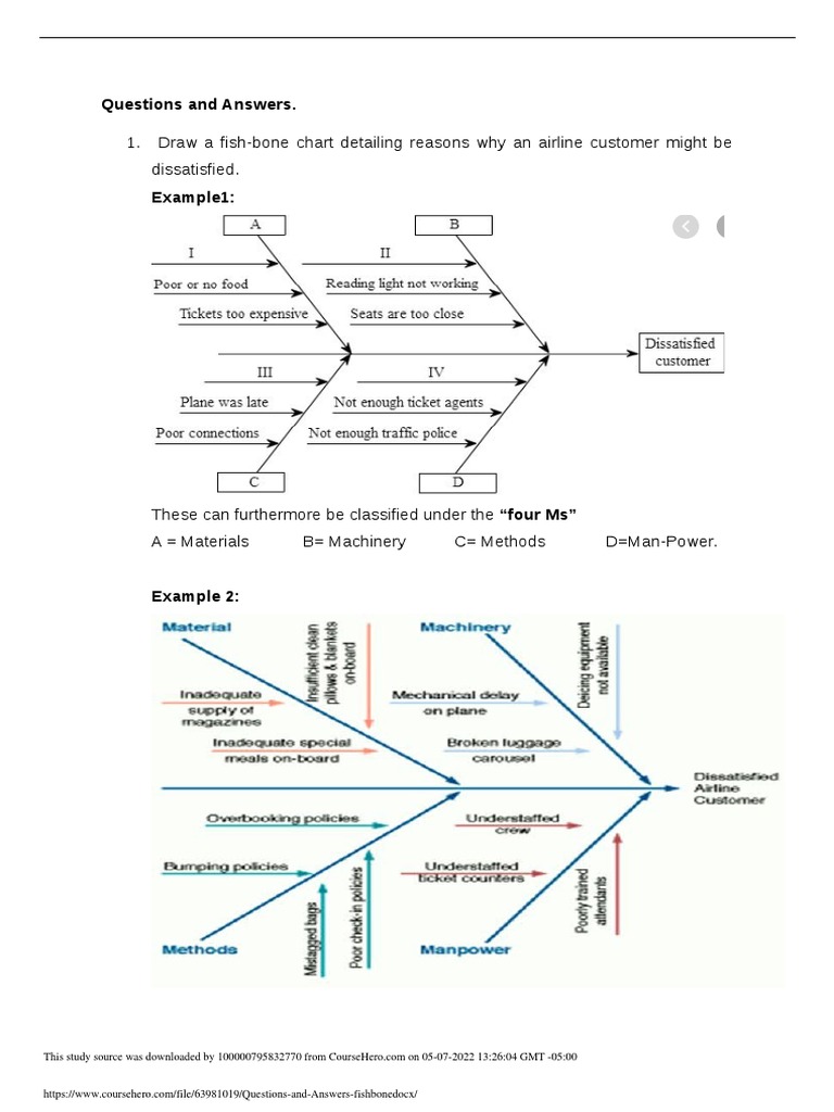 Draw A Fish-Bone Chart Detailing Reasons Why An Airline Customer Might ...