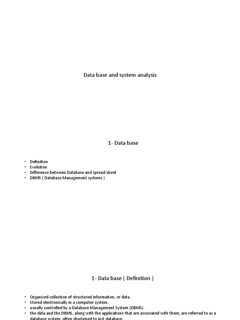 Data Base and System Analysis | PDF | Databases | Relational Database