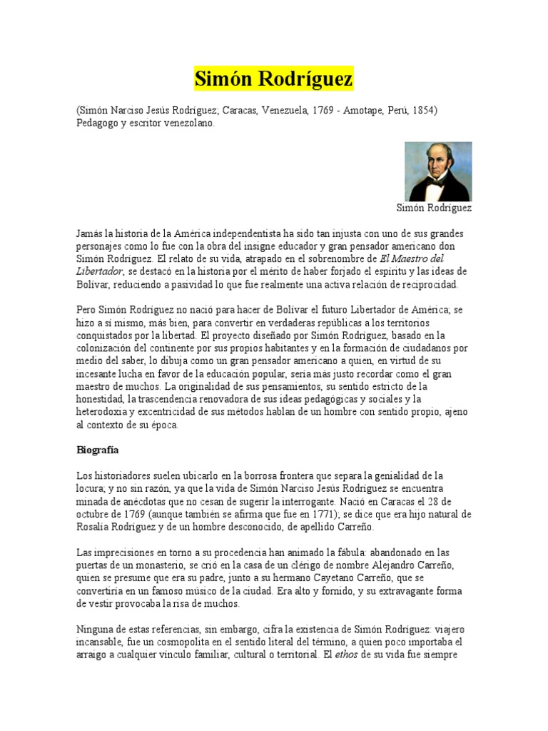 Simón Rodríguez | PDF | Ciencias sociales | Clásicos