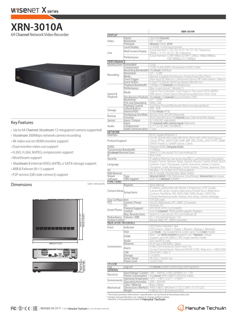 XRN-3010A: 64 Channel Network Video Recorder | PDF | Computer Network | Internet Protocols