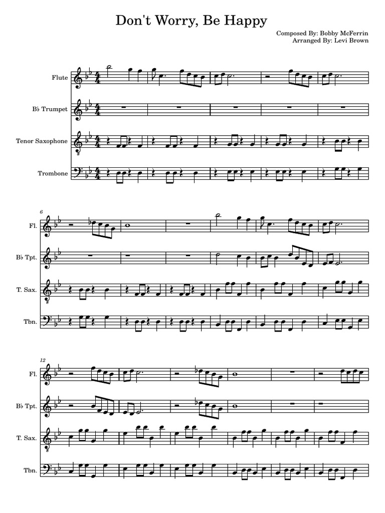 Don'T Worry, Be Happy: Composed By: Bobby Mcferrin Arranged By: Levi ...