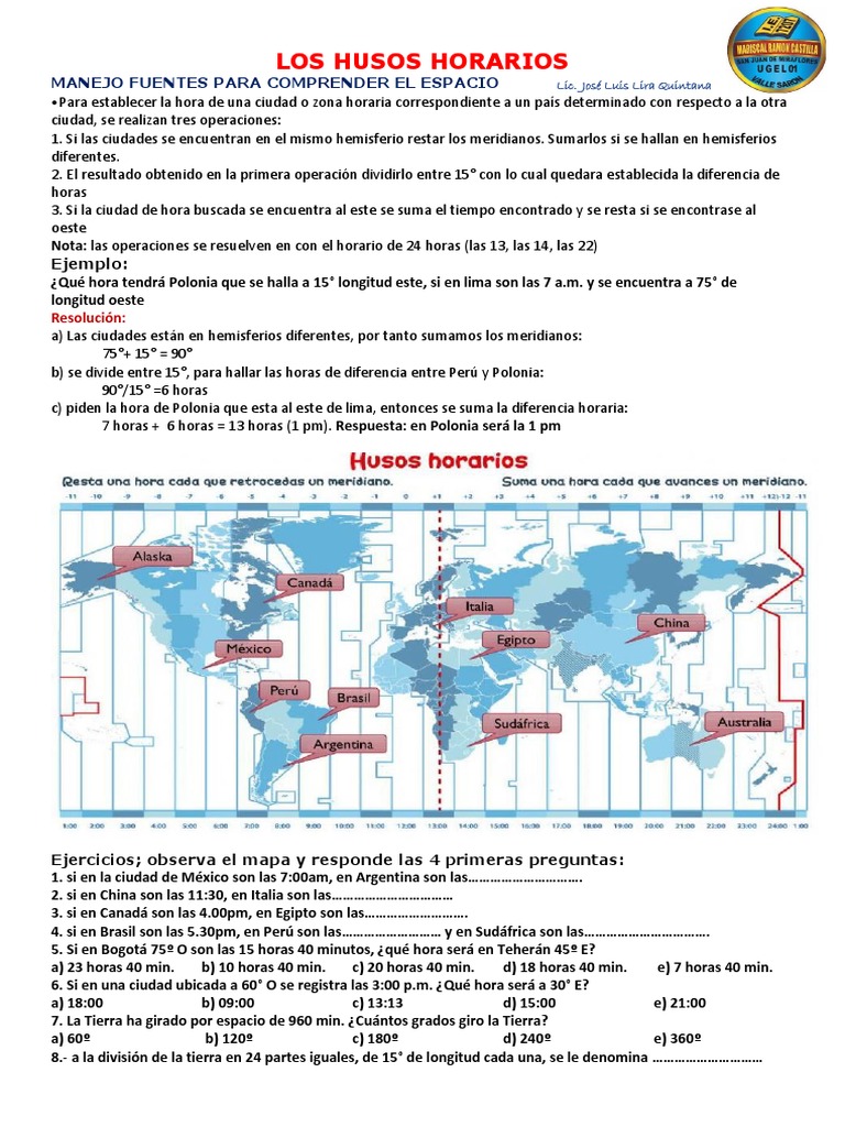 Ejercicios Husos Horarios | PDF