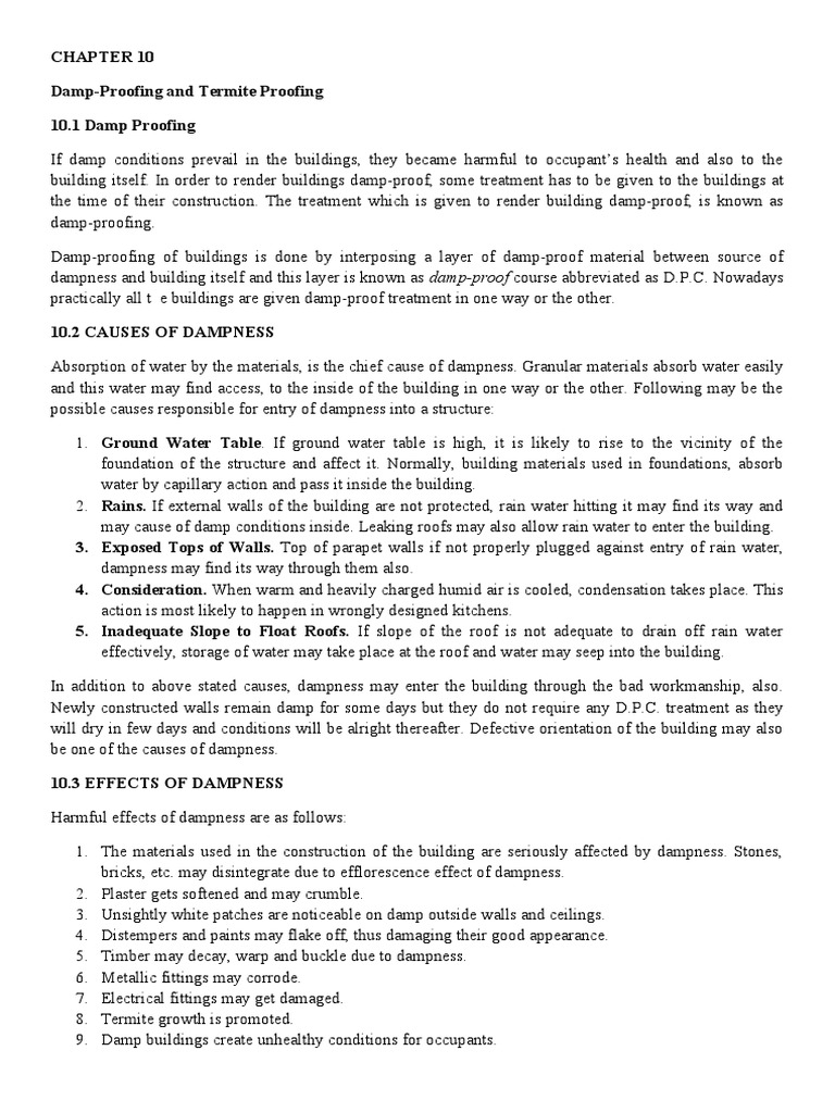 Damp Proofing & Termite Proofing | PDF | Roof | Concrete