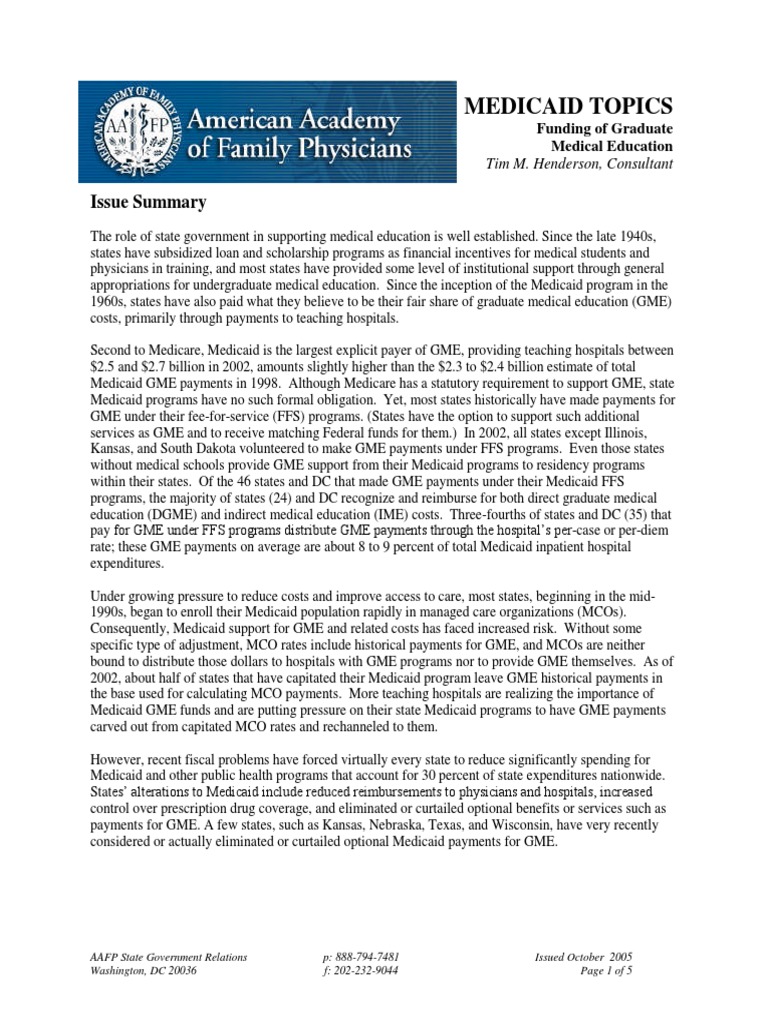 Medicaid Topics: Issue Summary | PDF | Medicaid | Medicare (United States)