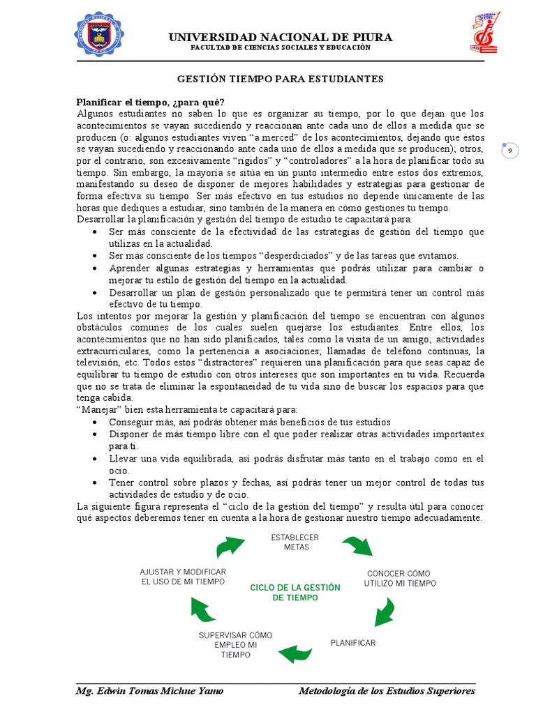 Planificación Del Tiempo para Estudiantes | PDF | Gestión del tiempo ...