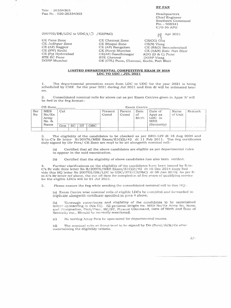 Limited Dep Comp Exam in MES | PDF