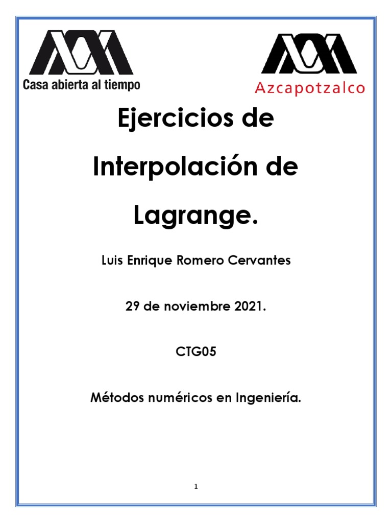 Ejercicios de Interpolacion Lagrange | PDF