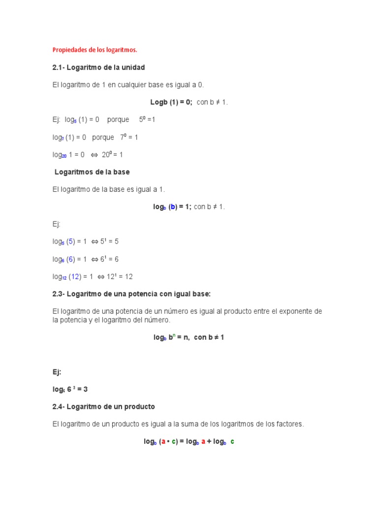 Propiedades de Los Logaritmos | PDF