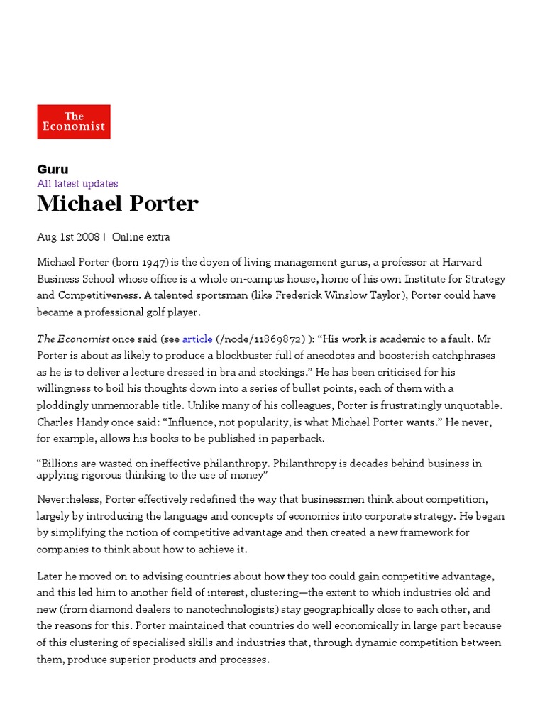 Michael Porter - The Economist | PDF | Competitive Advantage ...