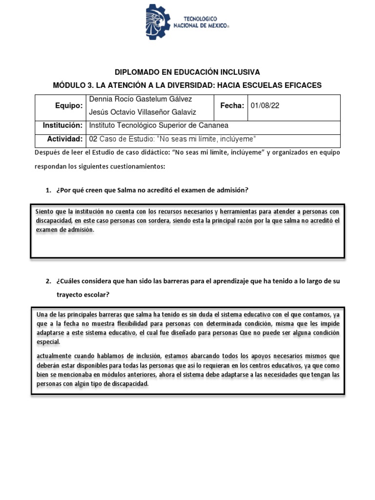 Villaseñor Octavio M3 ACT02 | PDF | Método de enseñanza | Inclusión (Educación)