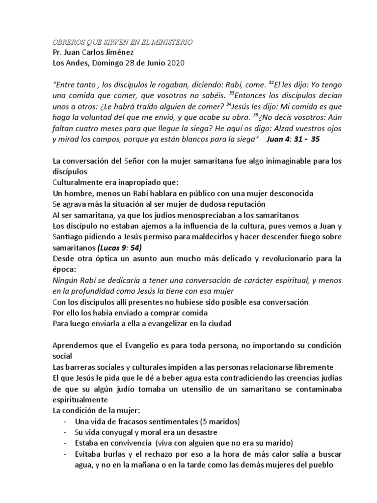 Jesús y La Mujer Samaritana 28 Junio 2020 | PDF | Jesús | Juan el apóstol