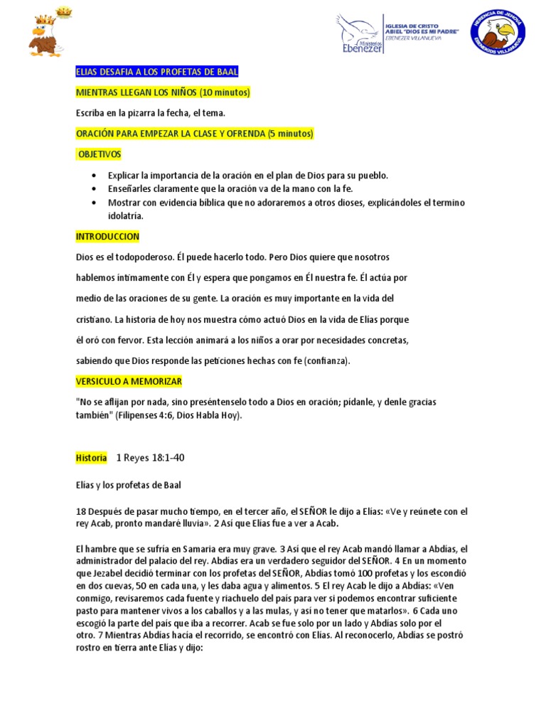 Elias Desafia A Los Profetas de Baal | PDF | Elijah | Libros de reyes