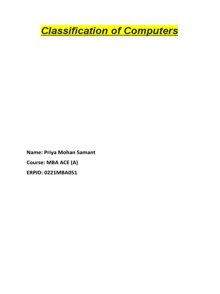 Classification of Computers | PDF | Supercomputer | Mainframe Computer
