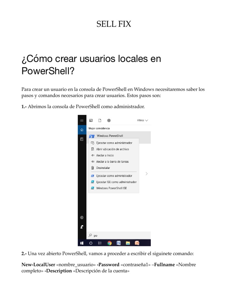 ¿Cómo Crear Usuarios Locales en PowerShell? | PDF