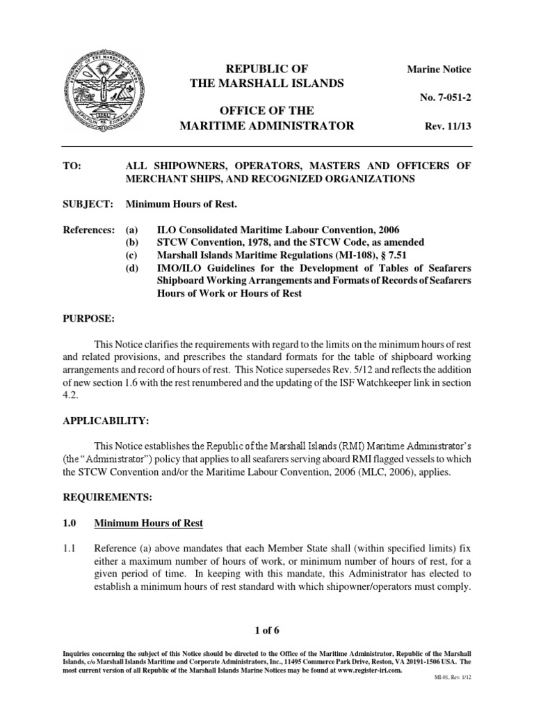 Minimum Rest Hours for Seafarers | PDF | Justice | Crime & Violence