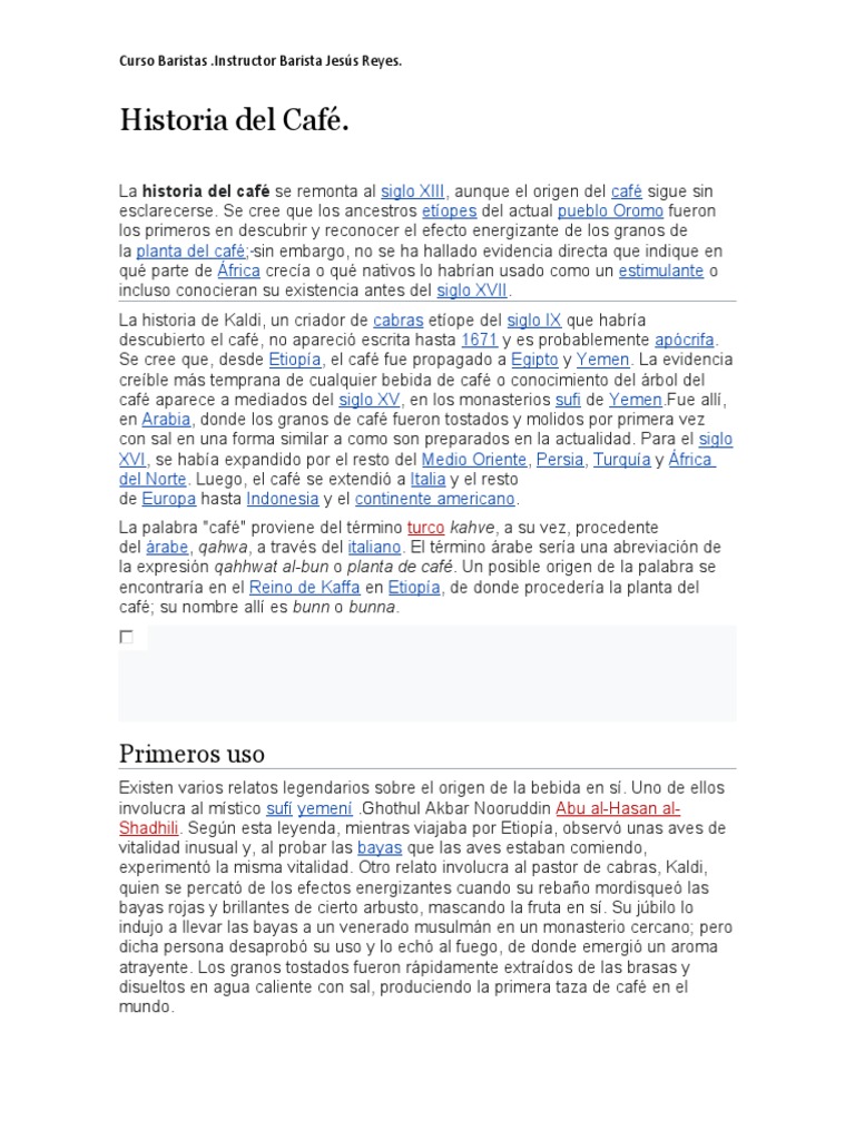 Historia Del Café | PDF | café | Bebida