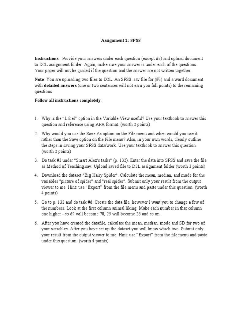SPSS Assignment 2 Instructions | PDF | Computers