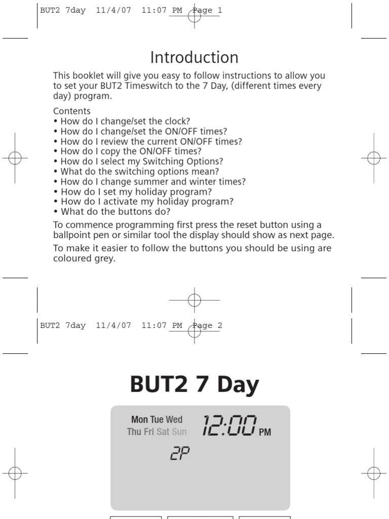 How to program a BUT2 7-day timer | PDF | Software | Computing
