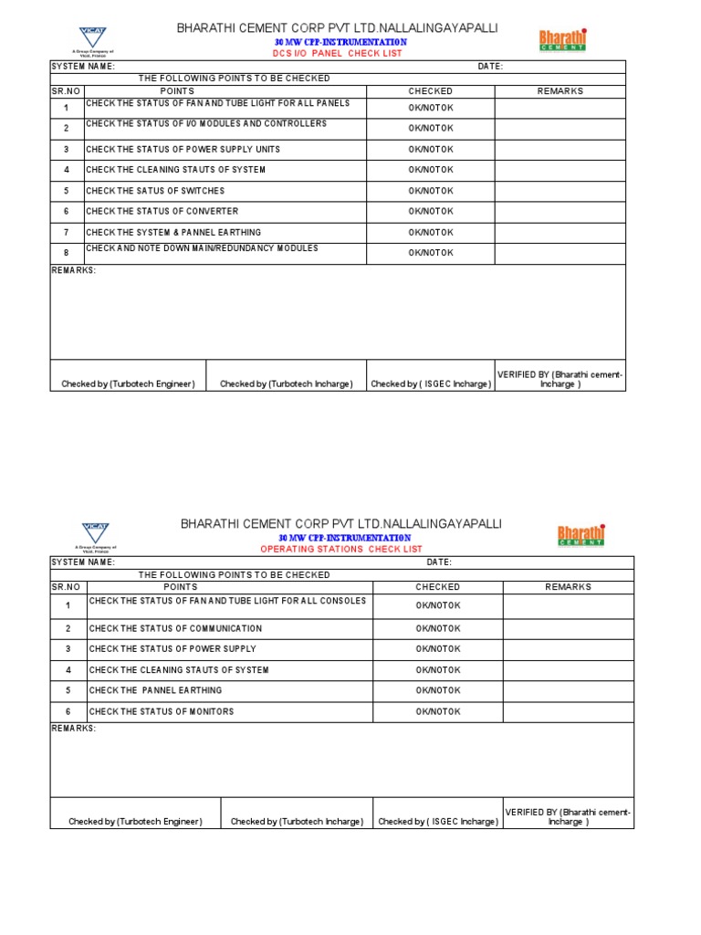 CHECK LIST - PM - Inst | PDF | Valve | Electrical Engineering