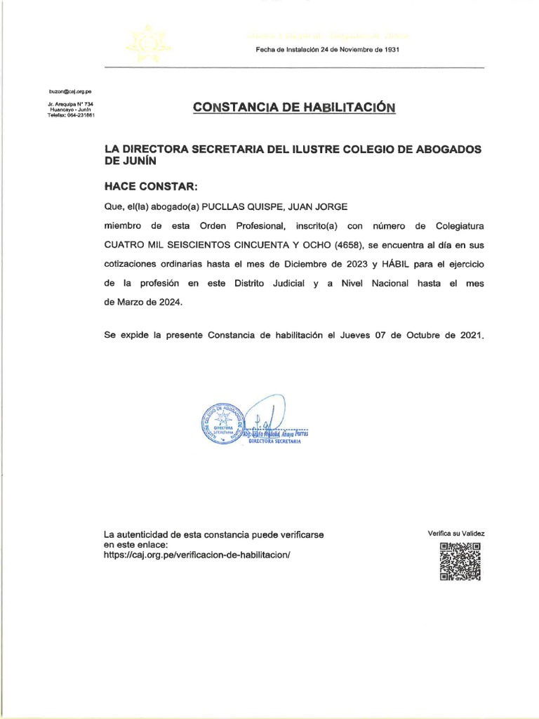 01-E CONSTANCIA DE HABILIDAD DEL ABOG. | PDF