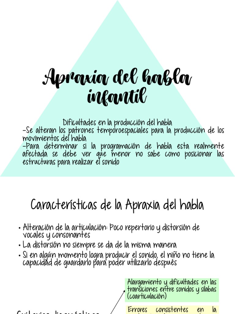 Apraxia Del Habla Infantil | PDF | Fonema | Neurociencia Apraxia Del Habla Infantil | PDF | Fonema | Neurociencia