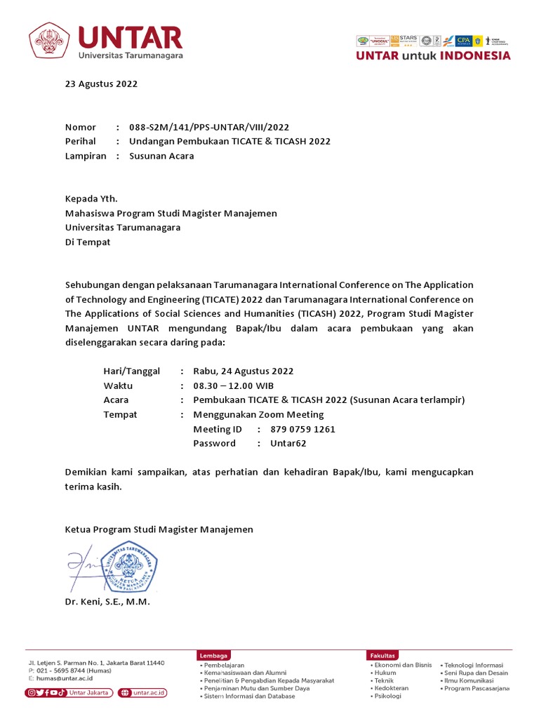 Undangan Pembukaan Ticate & Ticash 2022 | PDF