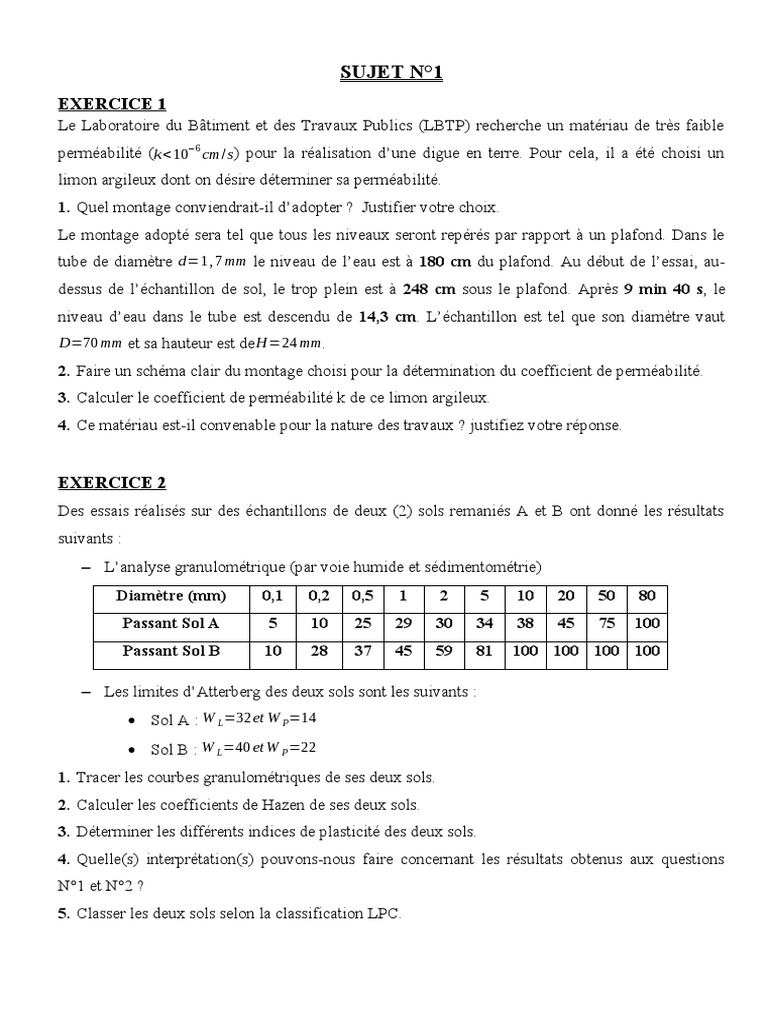 Sujets Proposes | PDF | Ingénierie civile | Sol (pédologie)