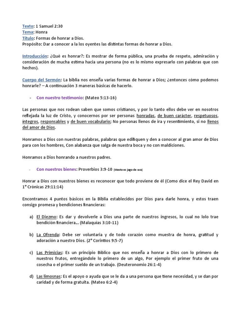 Formas de honrar a Dios en la Biblia | PDF | Dios | Amor