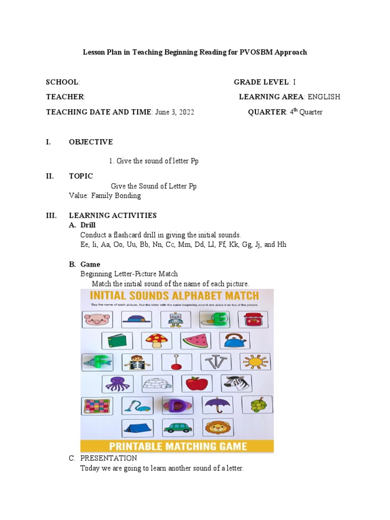 Pre-Demo Pvosbm Lesson Plan | PDF | Pedagogy | Human Communication