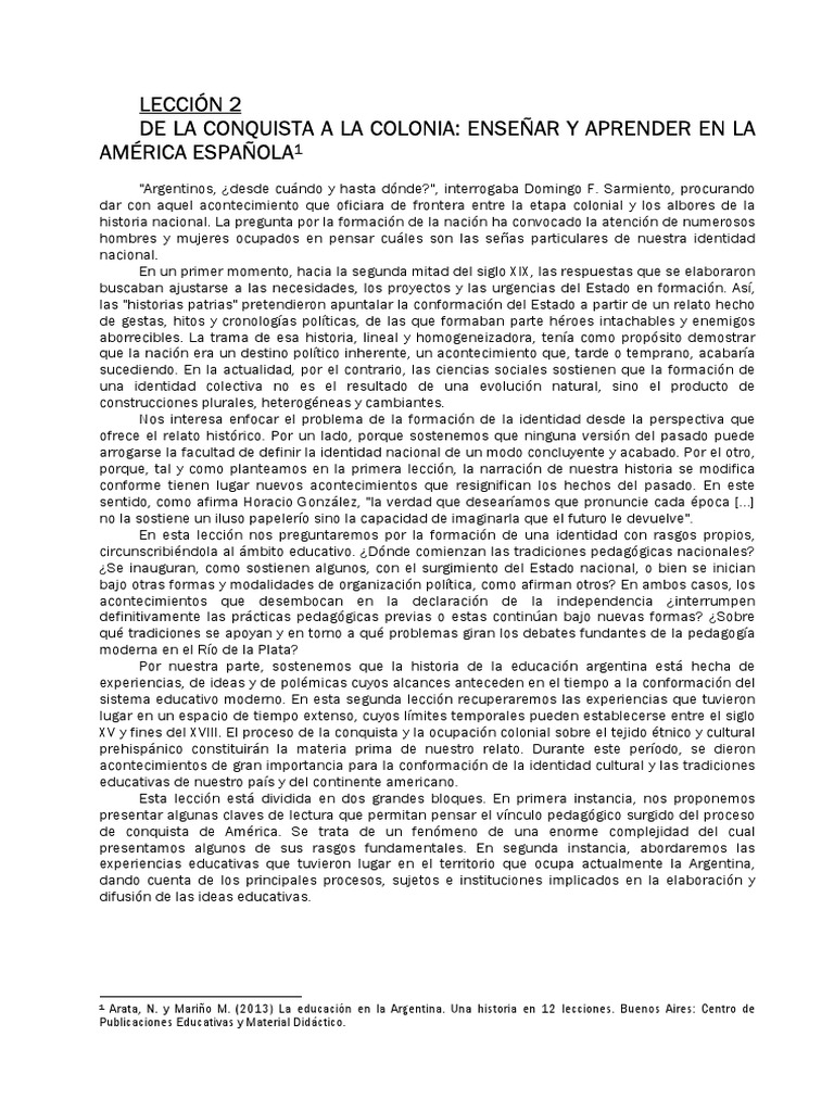 Leccion 2 de La Conquista A La Colonia Marino y Arata | PDF | Sociedad de jesus | Universidad
